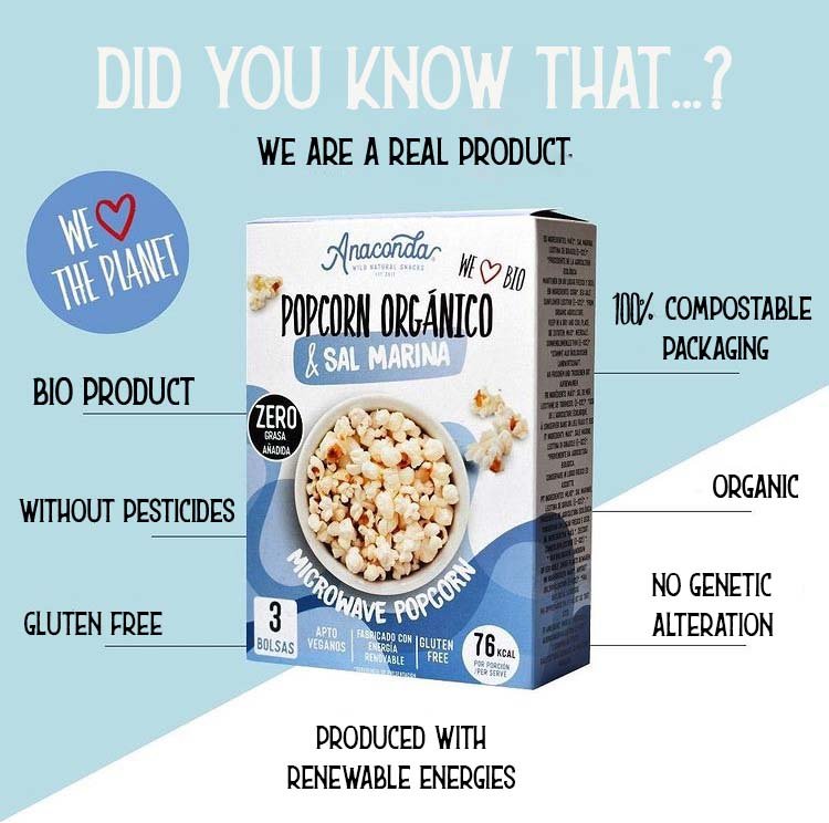 Anaconda Organic Microwave Popcorn - Marine Salt – Oooooya Goodness Store